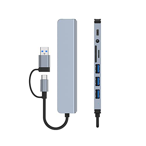 USB-C Hub 8-in-1, with 100W Power Output, 4K 60Hz HDMI Port, 10Gbps USB C and 2 USB A Data Ports, Ethernet Port, MicroSD and SD Card Reader 1Pc
