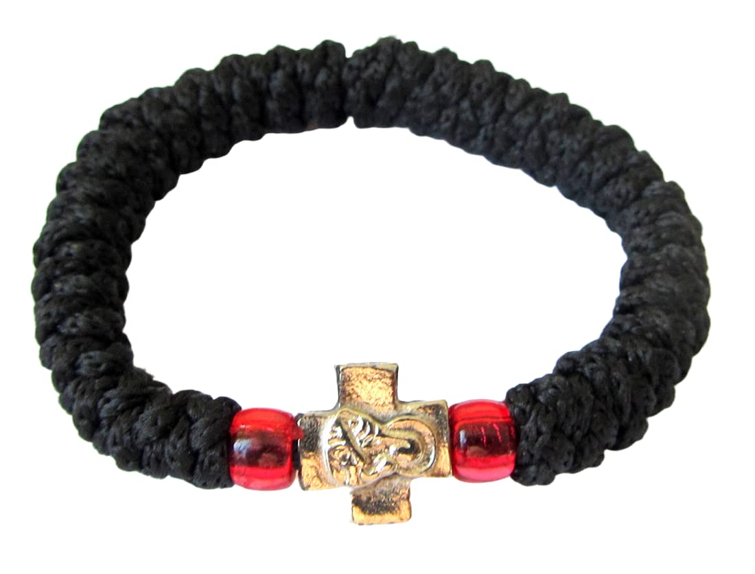 Iconsgr Handmade Christian Orthodox Greek Chotki, Komboskoini,prayer Rope Black Flexible / 2
