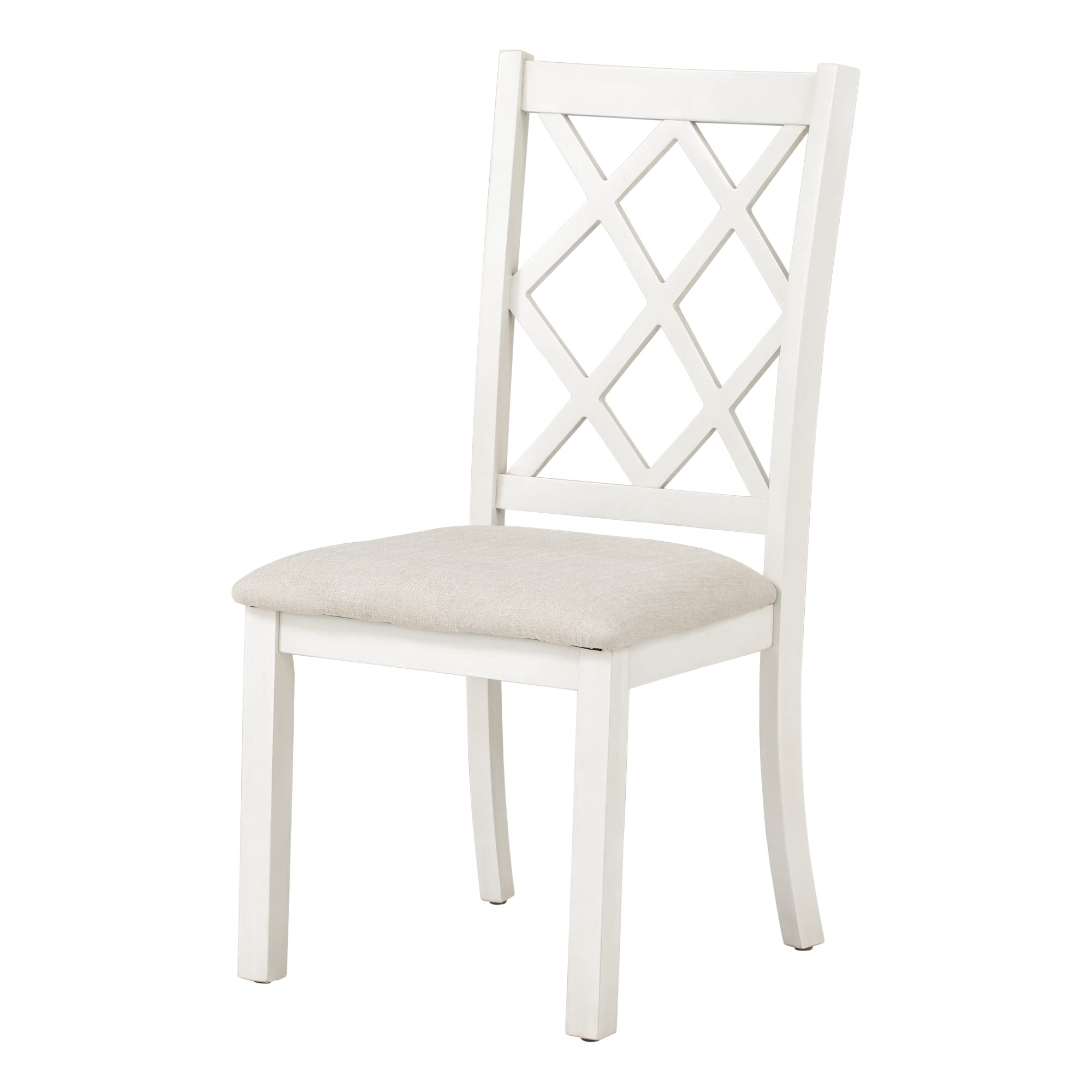 Wood Dining Chair Set of 4, Farmhouse Dining Chairs with Padded Seat and Solid Wood Legs, Mid-Century Dining Chairs for Kitchen, Bedroom, Dining Room (Beige)