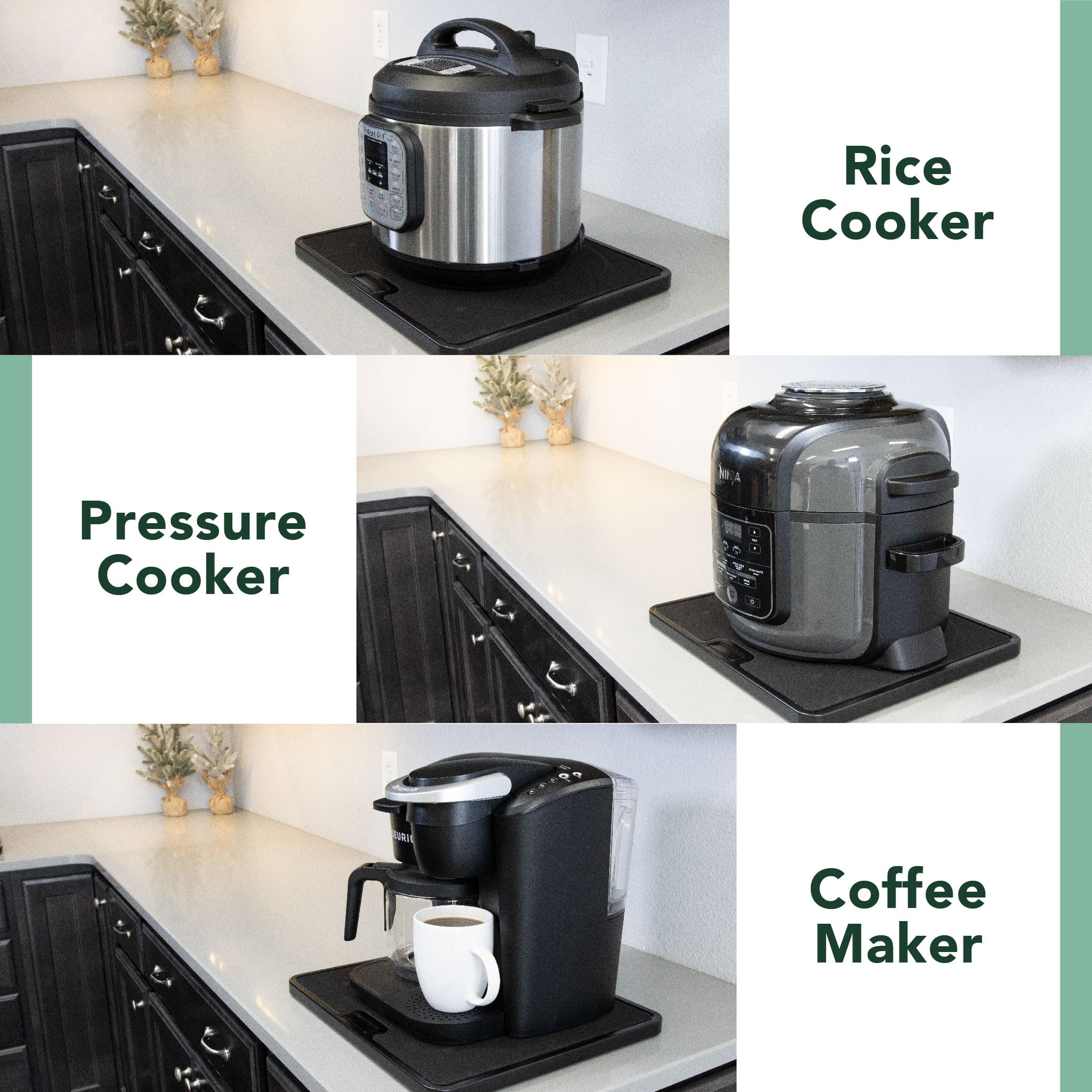 Nifty Large Appliance Rolling Tray, Black β Kitchen Caddy Sliding Tray, Integrated Rolling System, Non-Slip Pad Top, Sliding Tray for Coffee Maker, Stand Mixer, Blender, Toaster