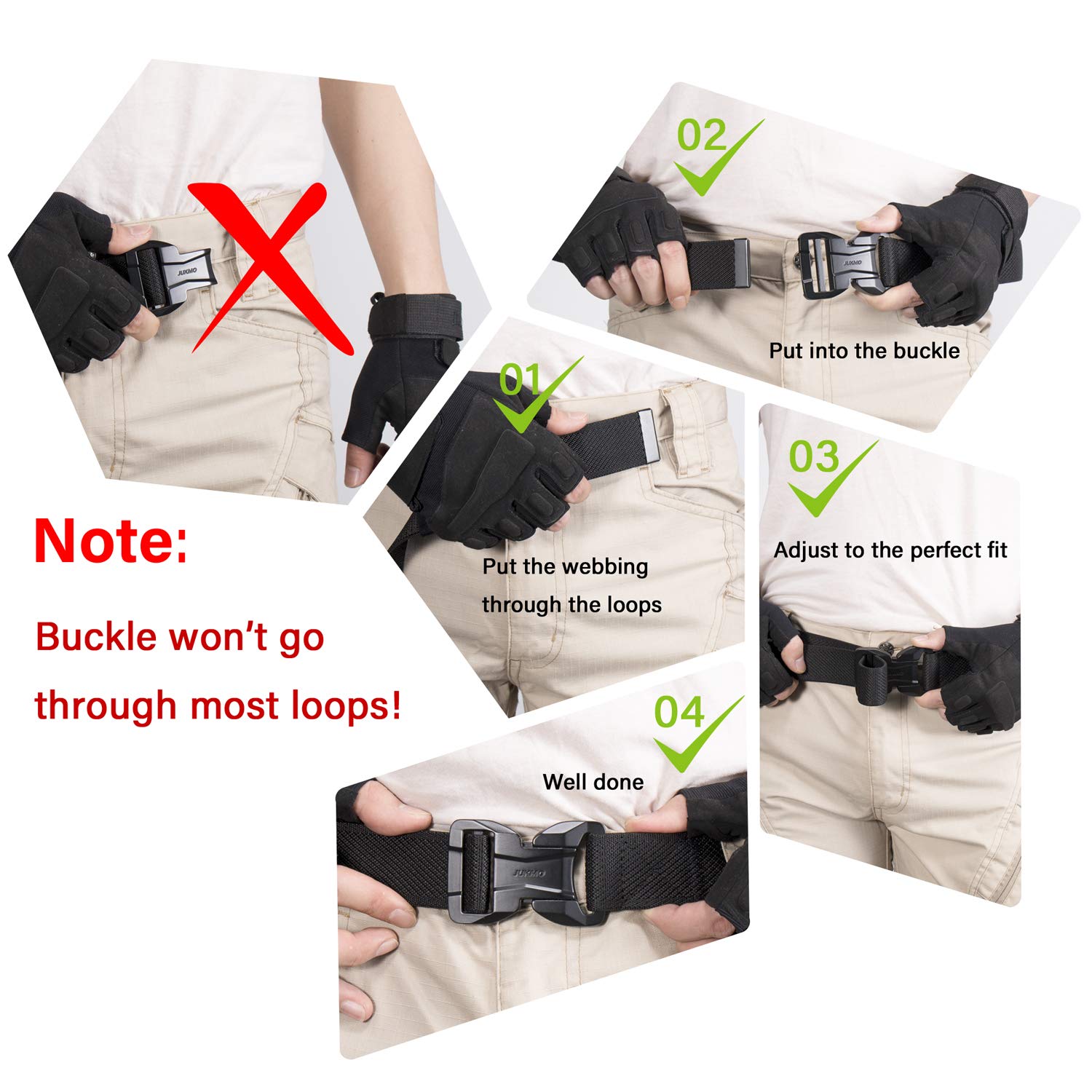 JUKMO Magnetic Tactical Belt, Military Rigger 1.5” Nylon Web Work Belt with Heavy Duty Quick Release Buckle (Black, Medium-for Waist 36"-42" (Length 49"))
