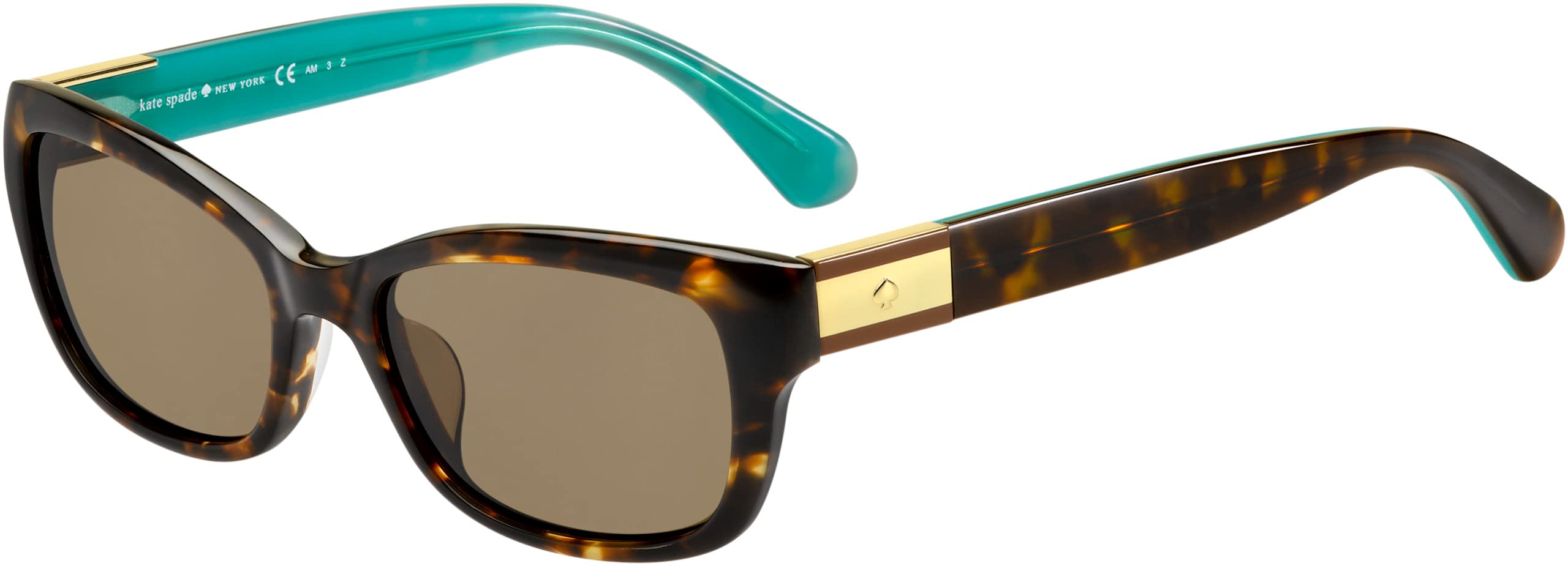Kate Spade New York Marilee/P/S 0FZL/SP 53MM Havana Turquoise/Bronze Polarized Rectangular Sunglasses for Women + BUNDLE with Designer iWear Eyewear Kit