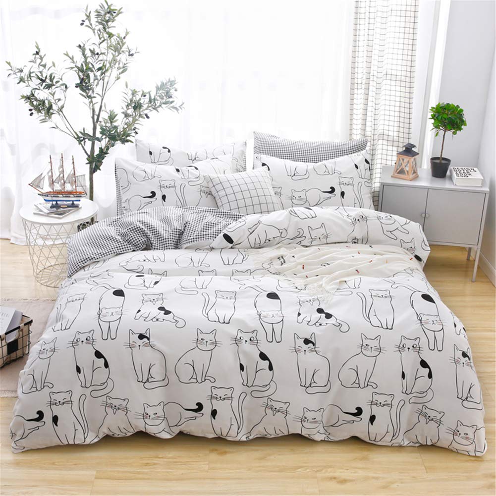 LAYENJOY 3 Pieces Orange Tangerine Printed Duvet Cover Set Queen 100% Cotton Tropical Fruit Pattern Bedding Set for Boys Girls Teens Blue White Comforter Cover Full, No Comforter