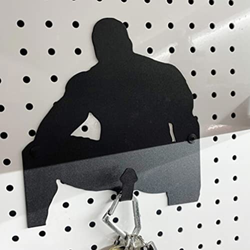 TEHAUX 2 pcs Art Wall Heavy Unique Storage Man Mounted Home Iron Towel Wrought Doorway Black Decorative Human-Shaped Shaped Decoration Clothes-Hook Clothes Funny Chic Duty Shape