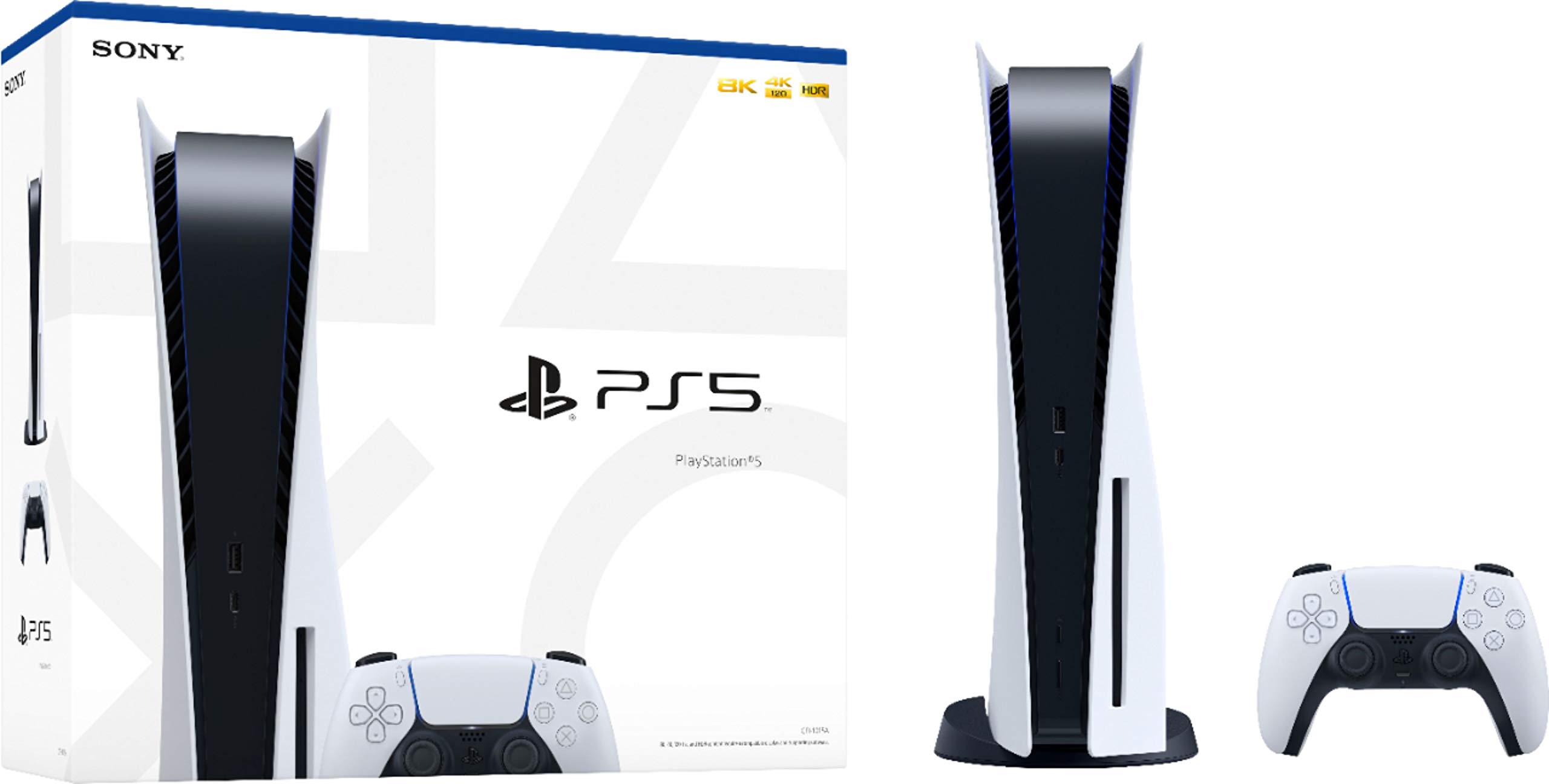 Playstation 5 Disc Version PS5 Console - Additional Controller, 4K-TV Gaming, 16GB GDDR6 RAM, 8-K Output, WiFi-6. Ultra-High Speed 825GB S.S.D - U Deal