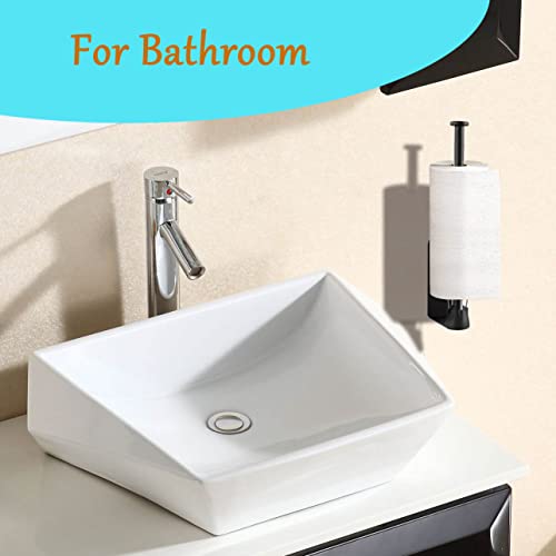 LamChyar Paper Towel Holder, Single Hand Operable Paper Towel Holder Under Cabinet or Wall Mount(with Damping Effect), Self-Adhesive or Drilled for Kitchen, Bathroom