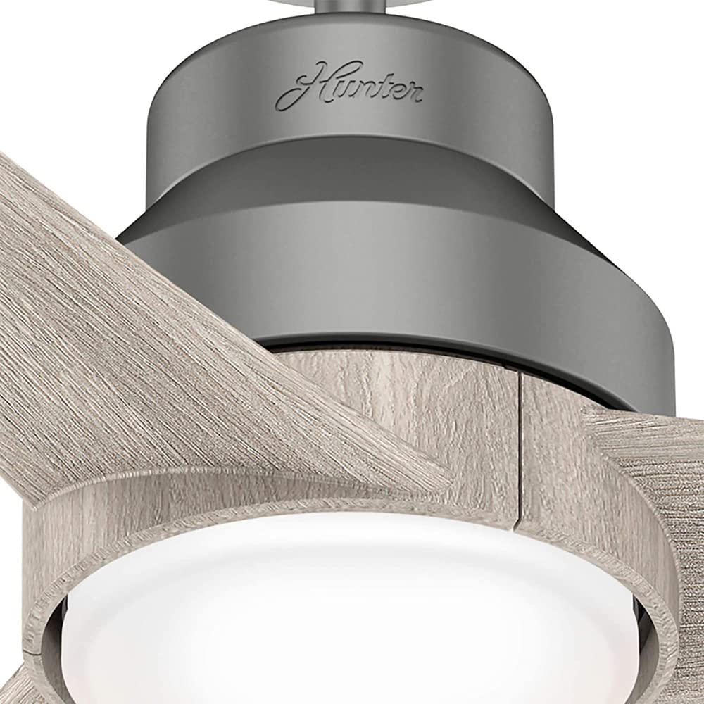 Hunter Lakemont Indoor / Outdoor Ceiling Fan with LED Light and Remote Control, 52", Matte Silver