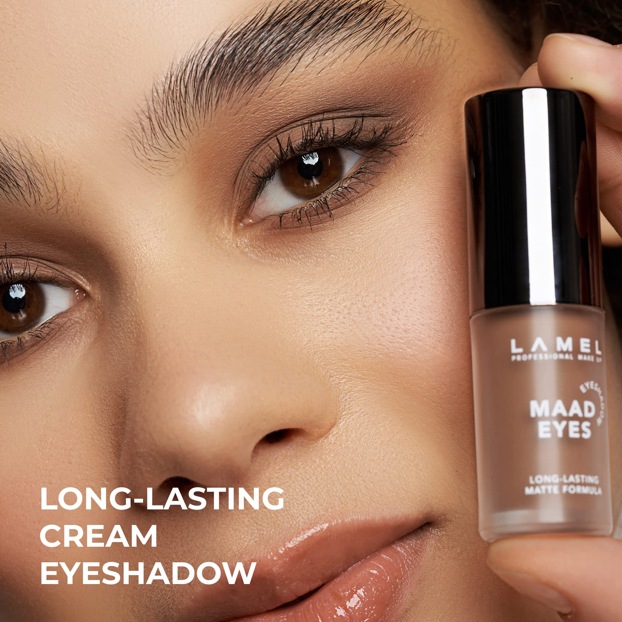 Lamel Matte Liquid Eyeshadow - Long Lasting Waterproof Eye Tint - Quick-Drying, Hypoallergenic Eye Makeup - Creamy & Smooth Formula - Brown Matte Cream Eyeshadow - Maad Eyes, β401, 5.2ml / 0.17oz