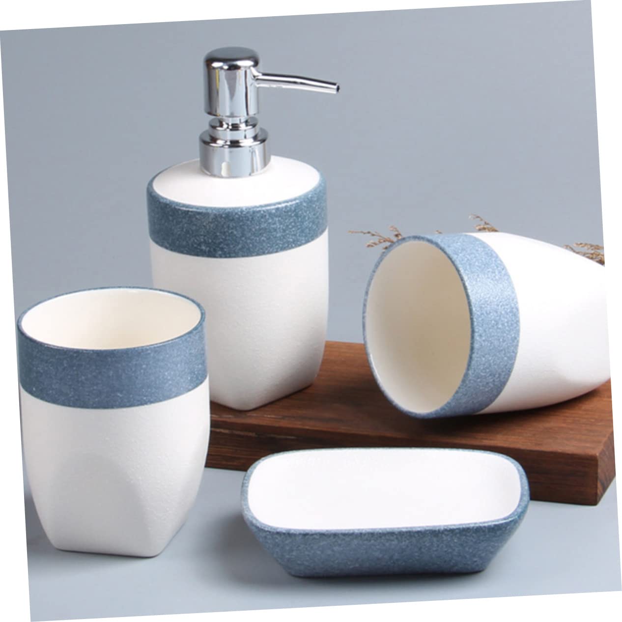 LABRIMP 1set Bathroom Four Piece Set Liquid Pump Bottle Soap Dispenser Bottle Drain Soap Dispenser Organizer Lotion Pump Dispenser Lotion Dispenser Pump Ceramics Lip Gloss Pearlescent