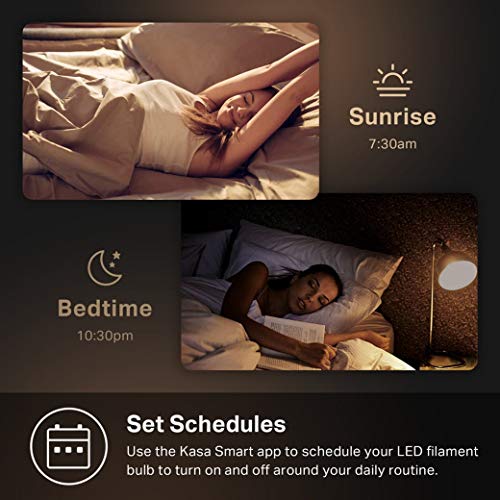 Kasa Smart Wi-Fi LED Bulb, Filament A19 E26 Smart Light Bulb, Soft White 2700K, Dimmable, No Hub Required, Compatible with Alexa & Google Assistant, Antique Vintage Style (KL50),7 watts