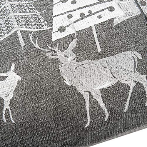 JWH Trees Pillow Covers Decorative Deer Embroidered Accent Pillow Case Snowflake Cushion Christmas Pillowcase for Farmhouse Home Bed Couch Decor Sham 14x20 Inches Grey White