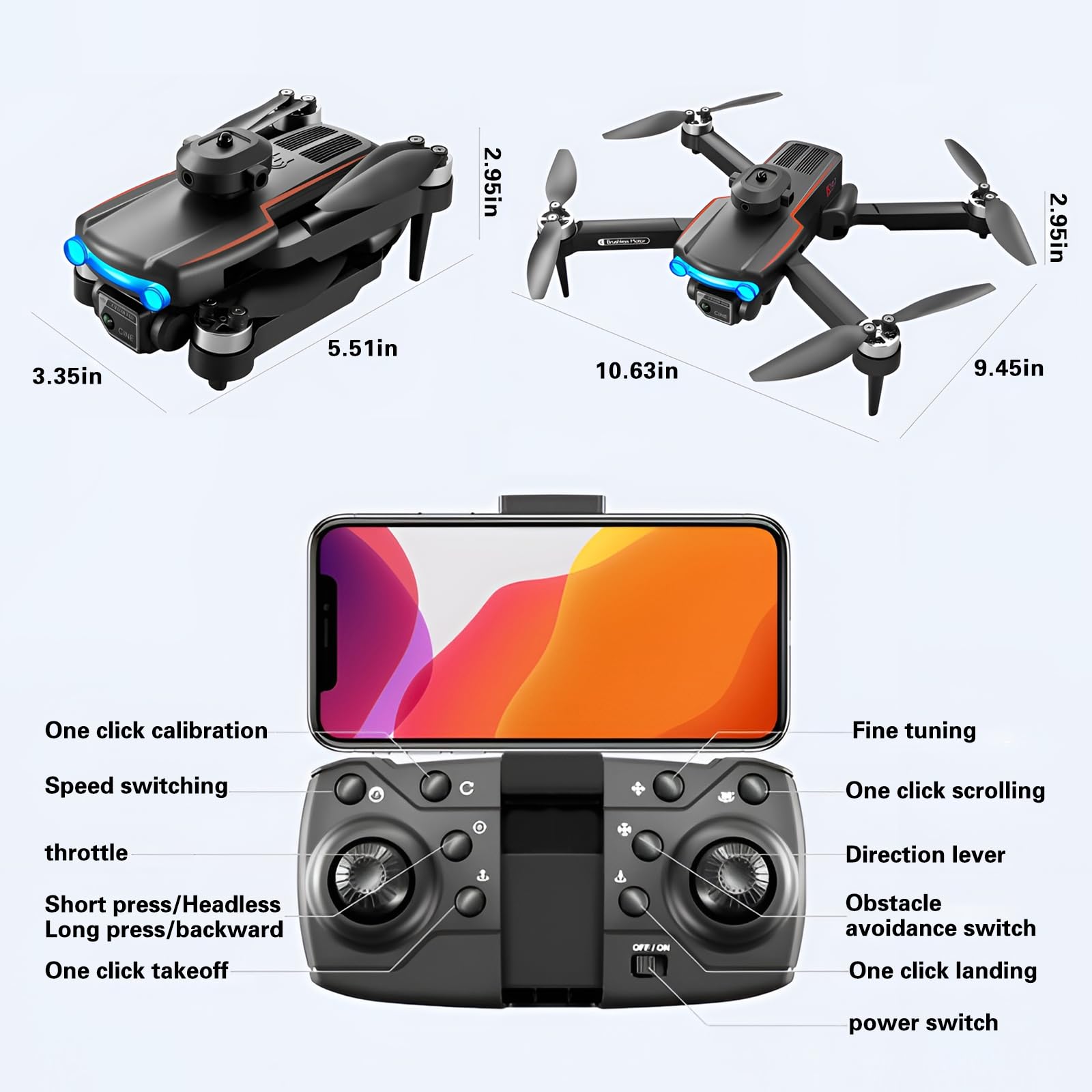 JFFQAA Aerial Photography Drone,Foldable Drone for Adults Beginner,RC Quadcopter with 4K FPV Camera,Altitude Hold, Gravity Sensor,Smart Return Home,Gesture Control,One Key Take Off/Landing(Black)