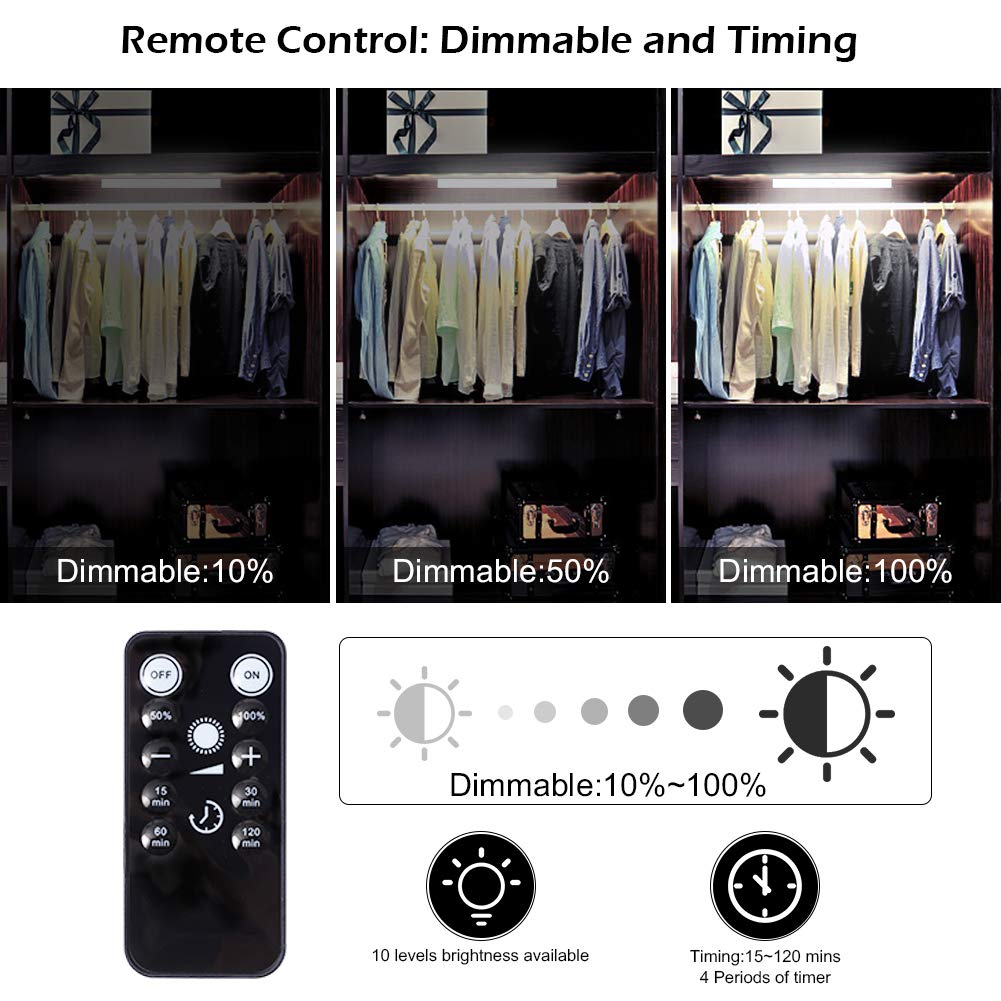 LITAKE 82 LED Closet Lights, Wireless Under Cabinet Lighting Rechargeable Motion Sensor Light Indoor with 2500m Battery Stick-on Anywhere Night Light Bar for Bedroom Stairs Wardrobe Kitchen Hallway