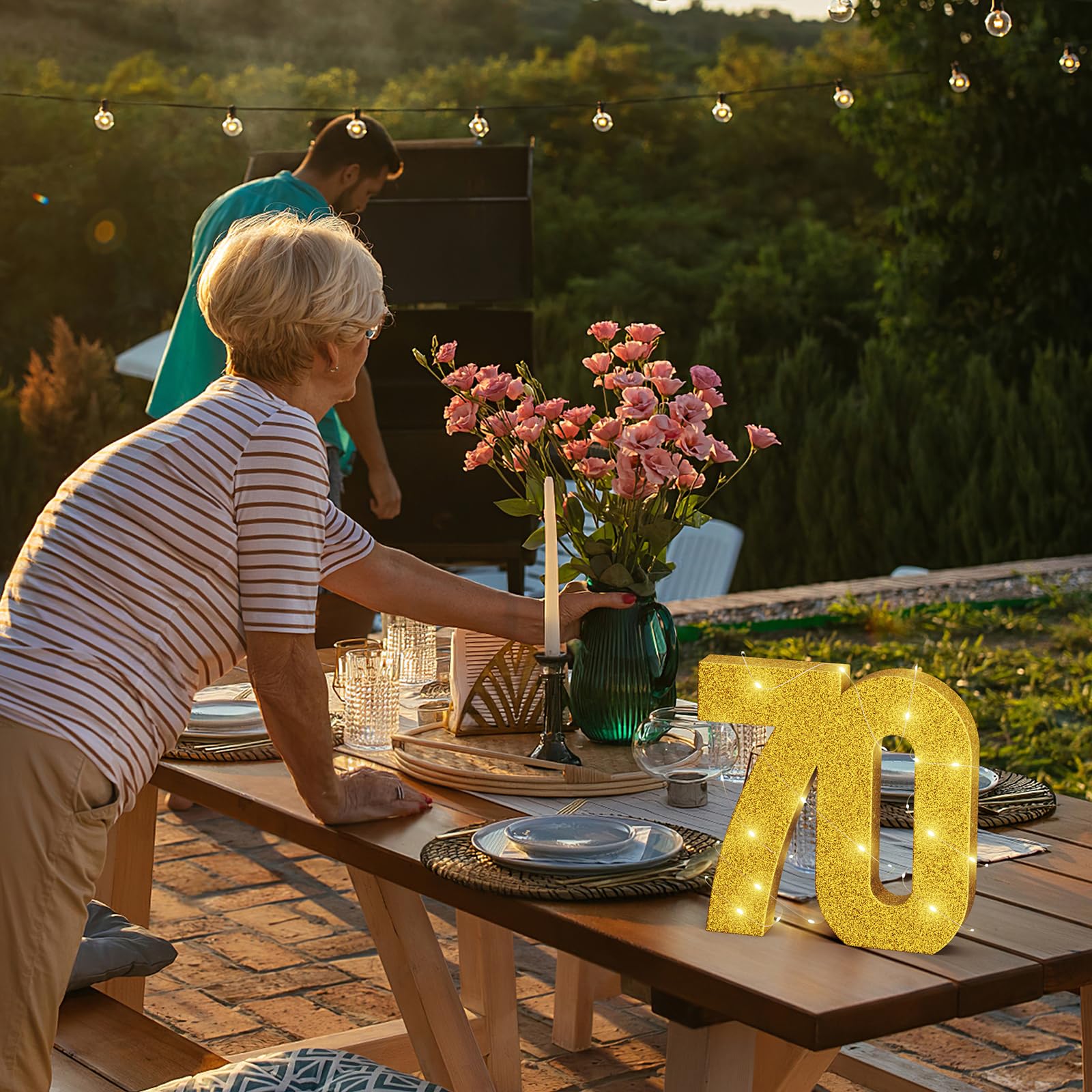 Usongshine Happy 70th Birthday Decorations Anniversary Decorations 70th Centerpiece Table Decorations for Men Women(30 * 30 * 3cm)