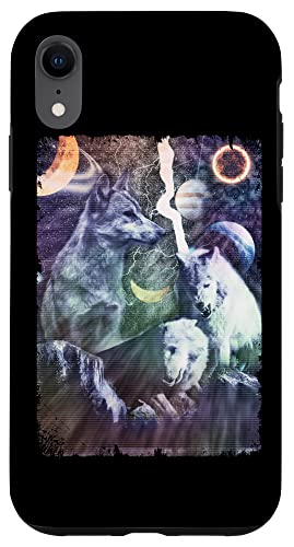 iPhone XR Wolf Winter Galaxy Planets Space Wolves Case