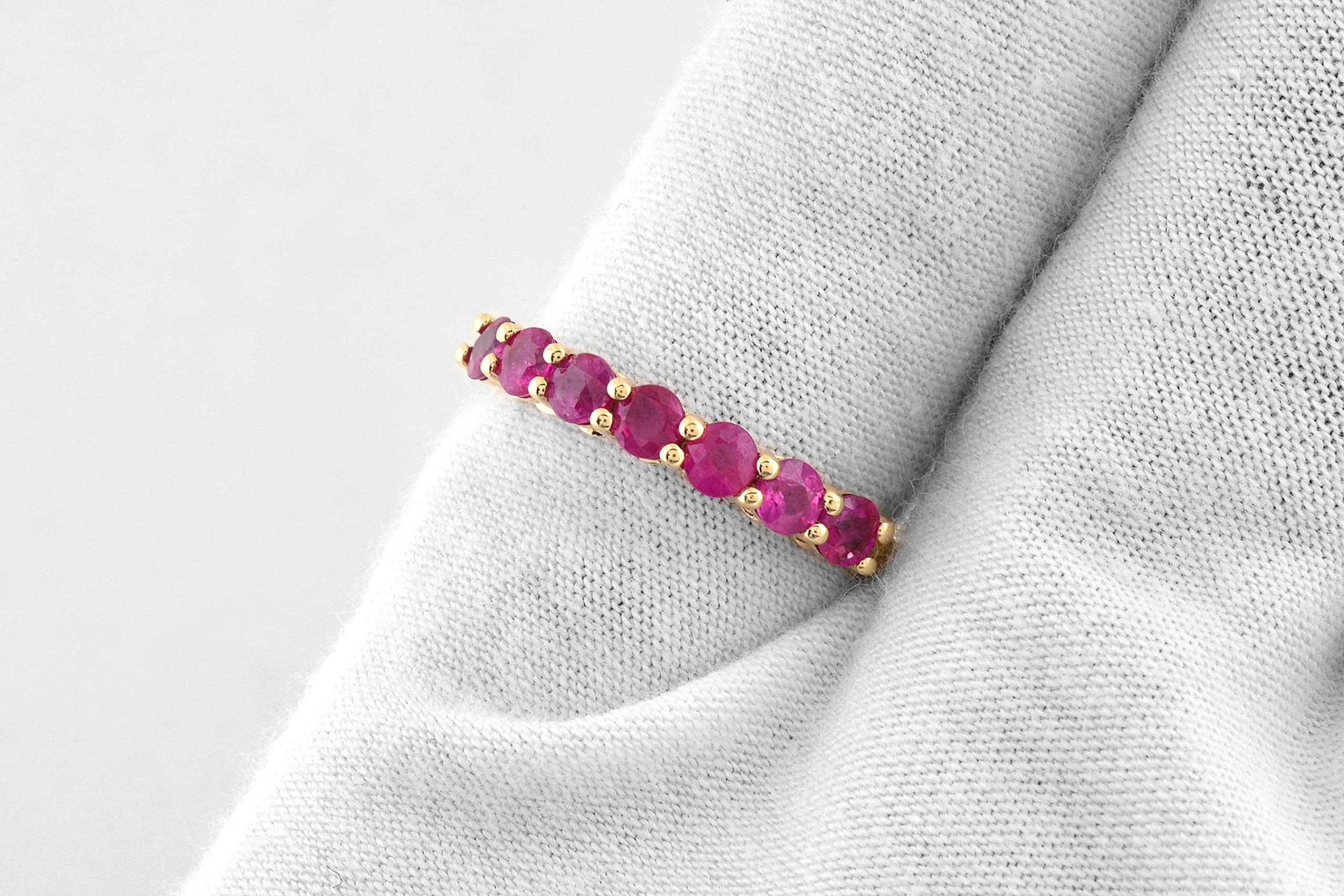 Mirahi Real 14k Gold Rings for Women, 0.7 Natural Ruby July Birthstone Gold Stackable Ring for Women