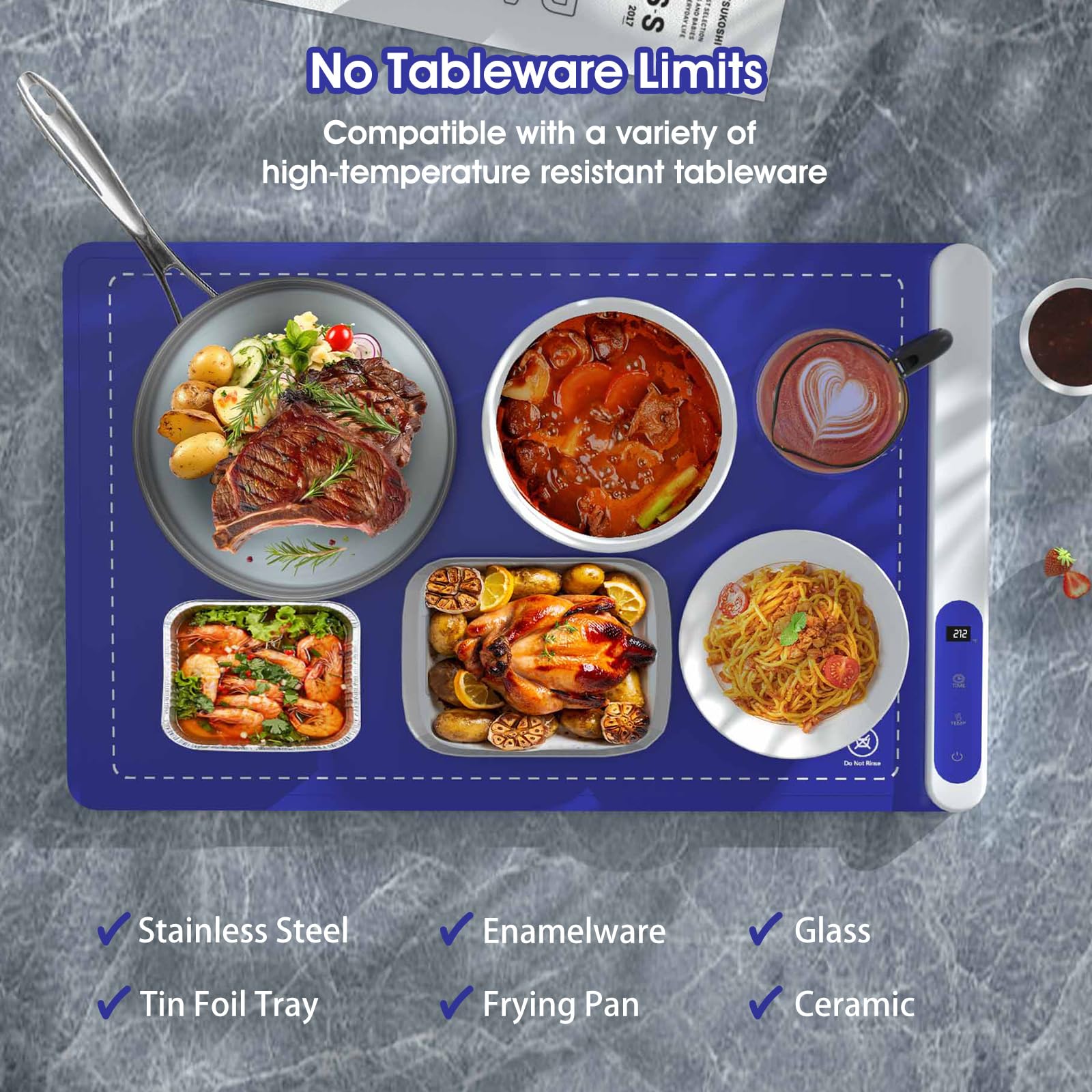 WYNESS Warming Trays for Buffets Party with 6 Temperature Settings, Warming Mat for Food with Full Surface Heating, Rollable & Portable Food Warmer with Auto Shut-Off, Black
