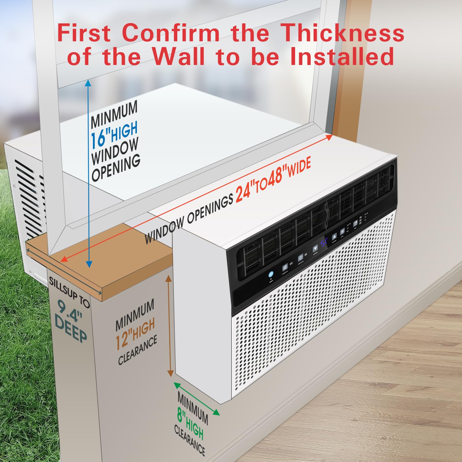R.W.FLAME 10,000 BTU Window Air Conditioners, U-Shaped Air Conditioner Window Unit Cools up to 450 Sq. Ft, 6 Modes 24H Timer Energy-saving Window AC Units, Full Window View, Easy to Install, White