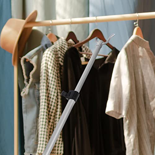 YARNOW White Shelf 49.2 Inch Extendable Reach Pole with Hook, Retractable Reach Stick, Telescoping Reach Closet Pole for Closet Ceiling Outdoor Clothesline () Shower Curtain Hooks