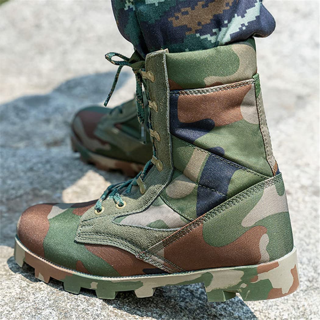 Men Jungle Tactical Military Boots, Combat Desert Boots, Camouflage Hiking Hunting Work Shoes, 41