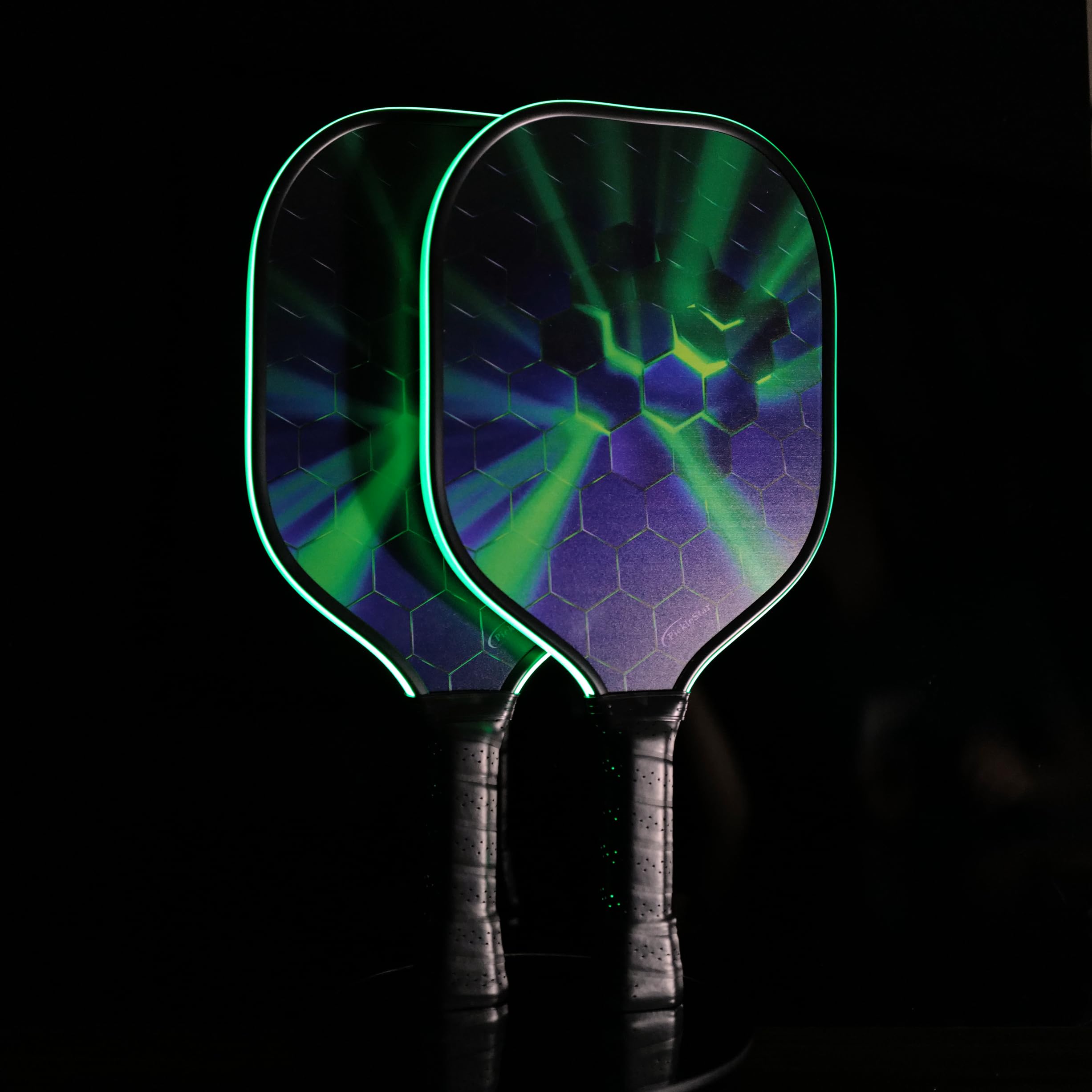 PickleStar LED Light Up Pickleball Paddles with Graphite Carbon Fiber Face and Honeycomb Polypropylene Core,Set of 2, 10 Batteries Included,Gift for Pickleball Lovers