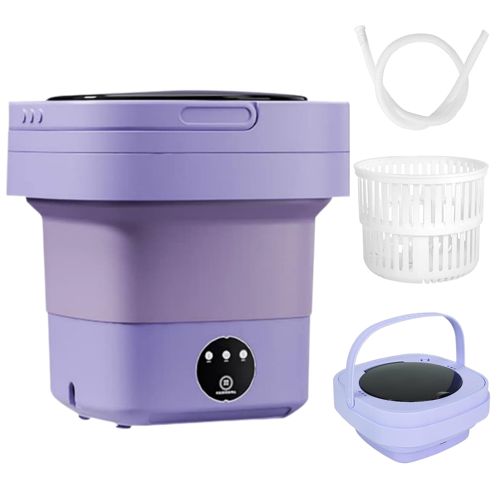 Mini Foldable Portable Washing Machine-6.2lbs -Compact Collapsible Bucket - Perfect for Camping, Travelling, RV Travel,APT,Dorm (Purple)