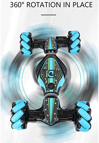 RC Stunt Car, 4WD 2.4GHz Remote Control Car Deformable All-Terrain Off Road Car, 360 Degree Flips Double Sided Rotating Race Car with Gesture Sensor Watch Lights Music for Kids (Red) M76