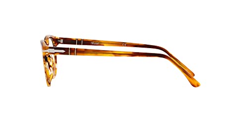 Persol PO3258V Round Prescription Eyewear Frames, Striped Brown/Demo Lens, 48 mm