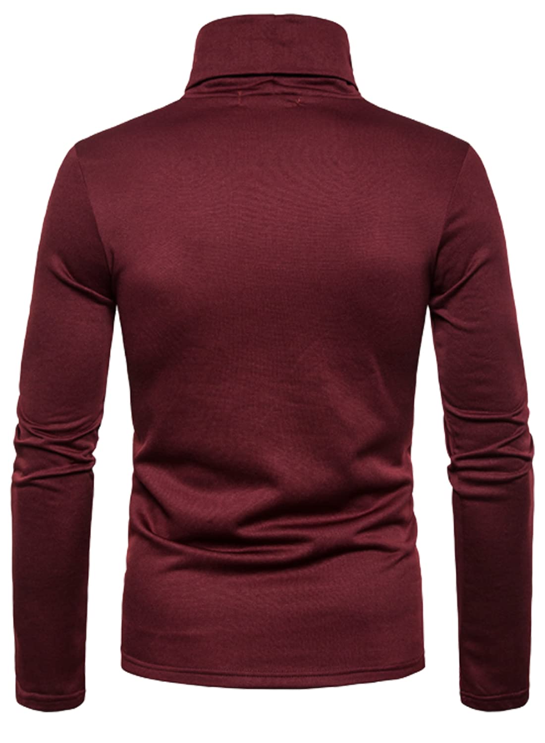 Men Regular Fit Basic Lightweight Long Sleeve Pullover Top Mock Turtleneck T-Shirt DarkRed