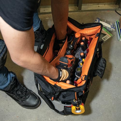 Klein Tools 55469 Tradesman Pro Wide-Open Tool Bag Made of 1680 Ballistic Weave with Molded Bottom and Detachable Shoulder Strap