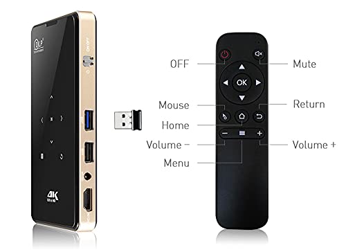 Mini Portable DLP Android Projector Support 4K Decoding WiFi Bluetooth Miracast Airplay Mobile Phone Outdoor Movie