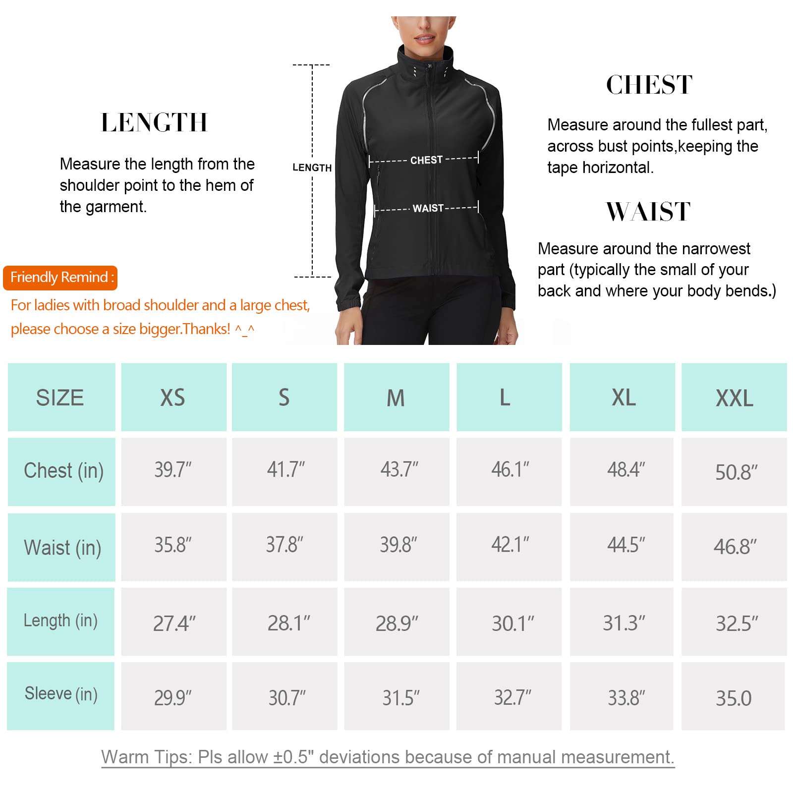 MOHEEN Women's Cycling Jackets Windbreaker Waterproof Reflective Packable Running Biking Golf Hiking Rain Jacket Coat(Black-XS)