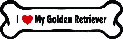 Imagine This Bone Car Magnet, I Love My Golden Retriever, 2-Inch by 7-Inch