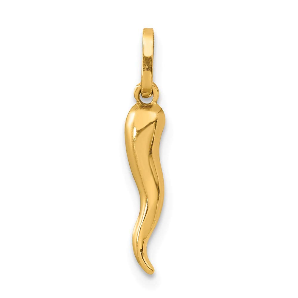 Jewelry Pilot 14K Yellow Gold Polished Small Italian Horn Charm Pendant