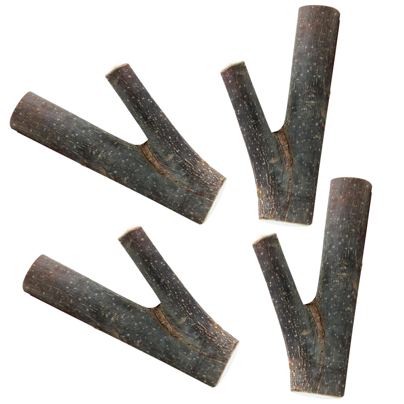 suiwotin 4pcs Real Tree Branch Wall Hook, Natural Wood Hooks Wooden Coat Hooks, Rustic Decorative Wall Mount Self Adhesive Hooks (Width 2-3 cm)