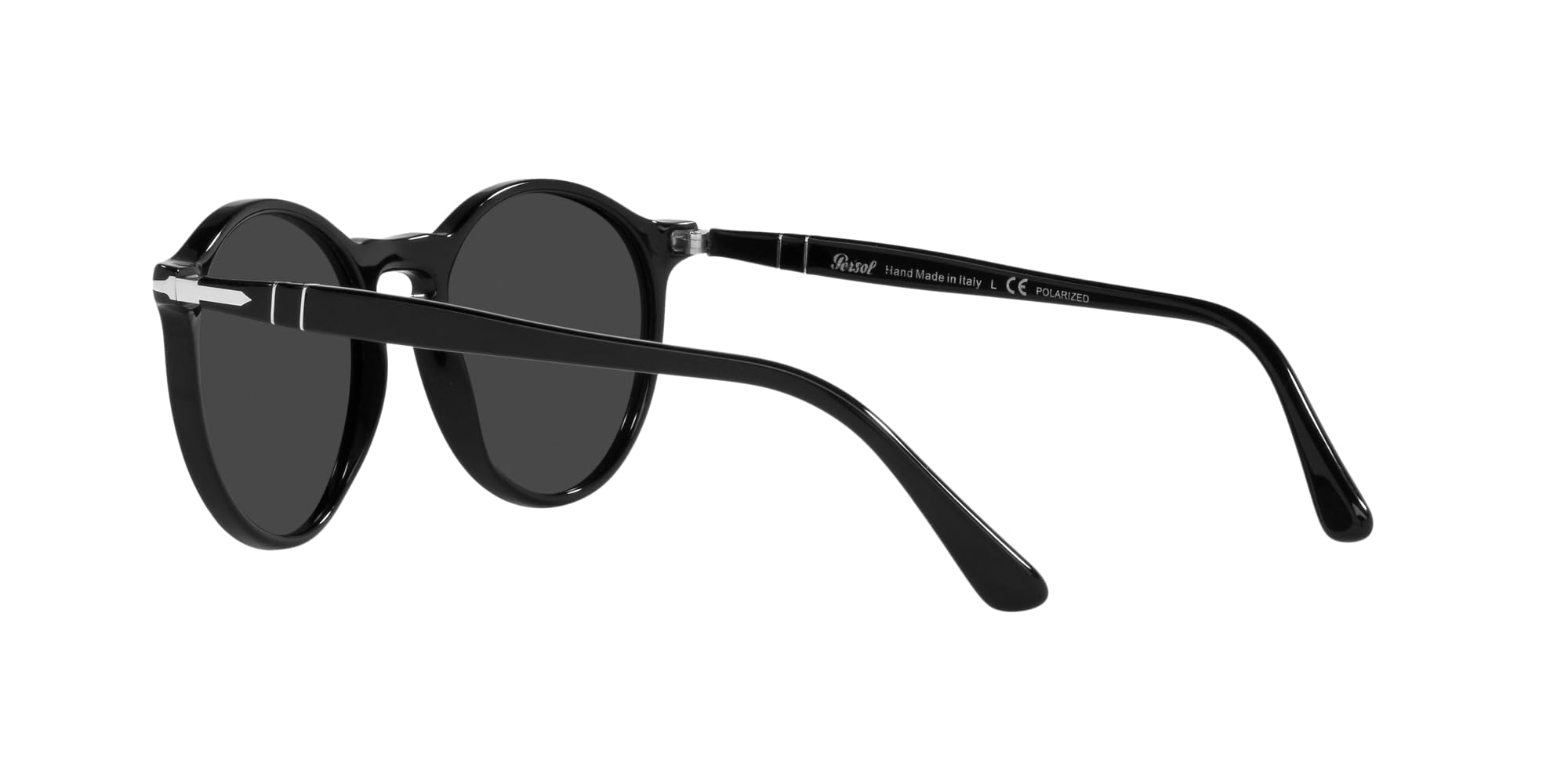 Persol PO3285S Round Sunglasses, Black/Black Polarized, 50 mm