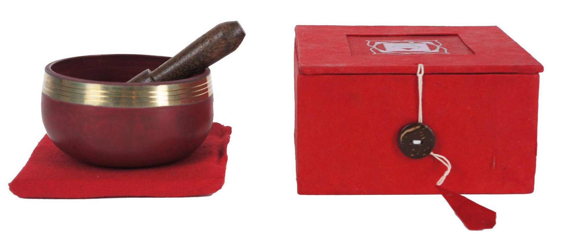 JIVE® Tibetan Chakra Singing Bowl Set Palm Size Root Chakra Red Singing Bowl - Premium Quality