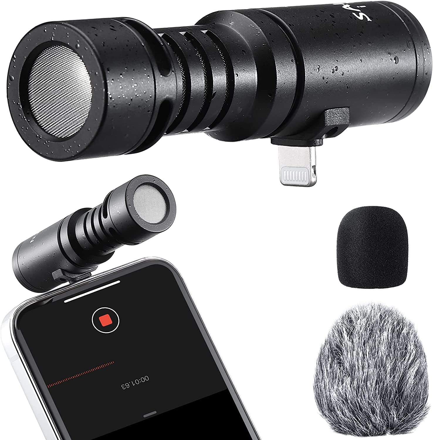 UURig External Microphone for iPhone iPad Plug and Play,Professional Mini Lightning Microphone for Video Recording Vlogging