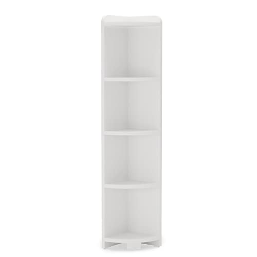 Tribesigns White Corner Shelf, 5 Tier Wood Wall Corner Bookshelf with Anti-Slip Pad, Corner Storage Rack Shelves Display Plant Flower, Stand Ladder Bookcase for Home Office Kitchen Bedroom