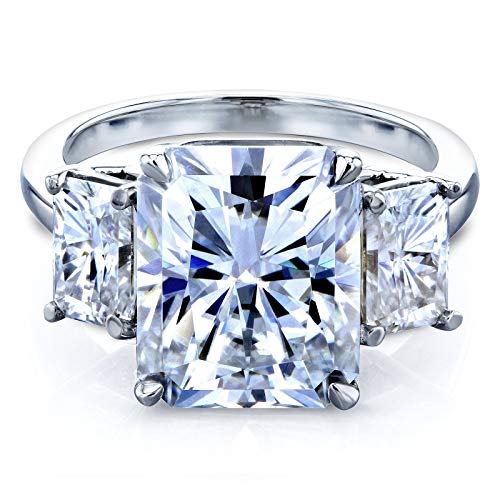 Kobelli 6 3/4 Carat TGW Three Stone Radiant Cut Forever One Moissanite Statement Engagement Ring in 14k White Gold, 7