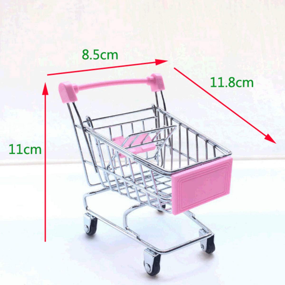 Mini Supermarket Handcart,4 Pack Supermarket Handcart Shopping Utility Cart Mode Storage Toy (Pink,Yellow,Red,Blue)
