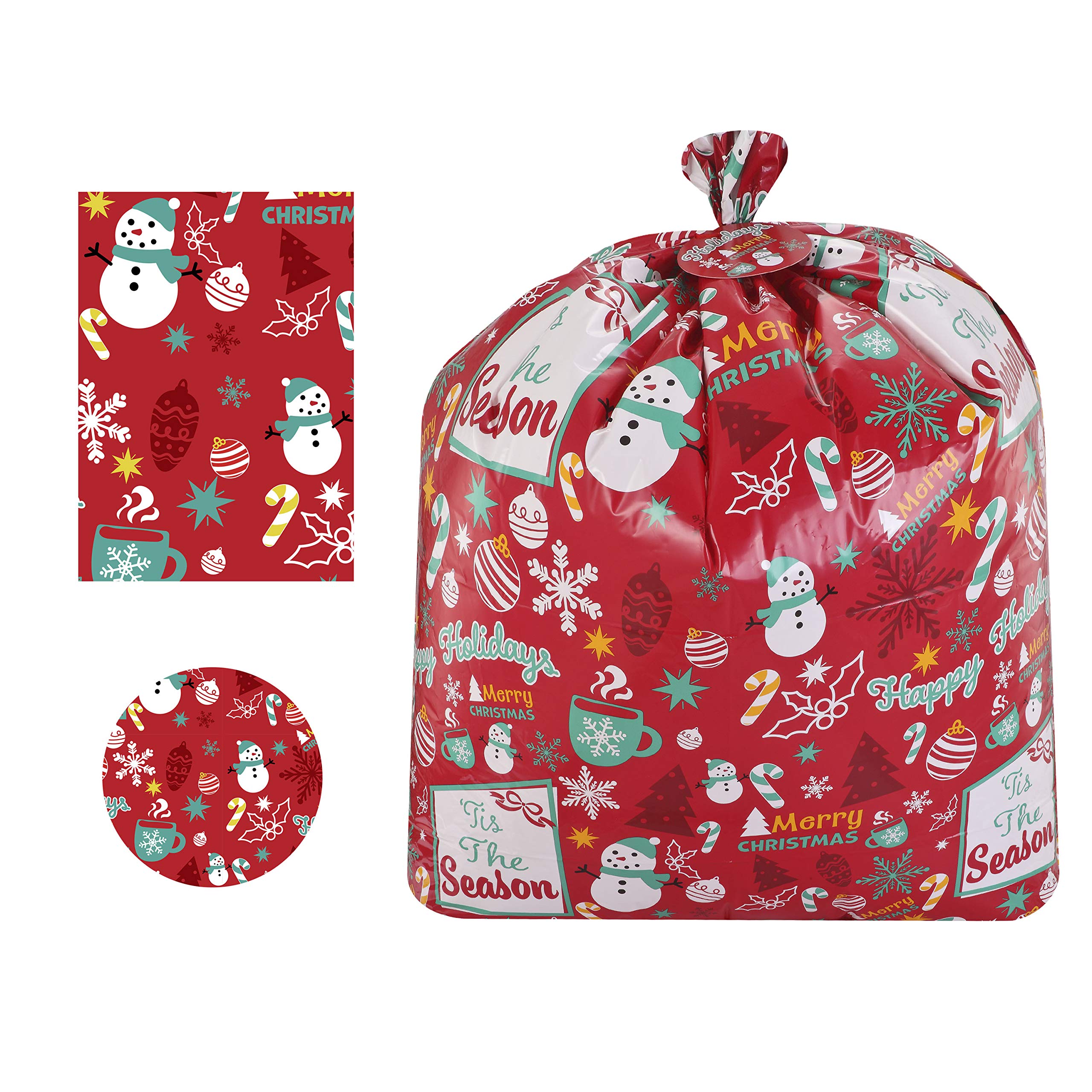 JOYIN 36 PCS Christmas Drawstrings Bag Christmas Wrapping Gift Assorted Styles for Christmas Party Xmas Holiday, Party Favor, Wrap Gift Bags