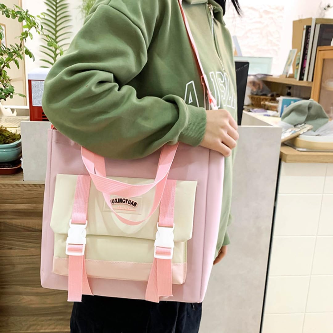 josfey 4Pcs Kawaii Backpack Cute Backpack Aesthetic Backpack Preppy Backpack SetKawaii School Supplies with Accessories (Pink)…
