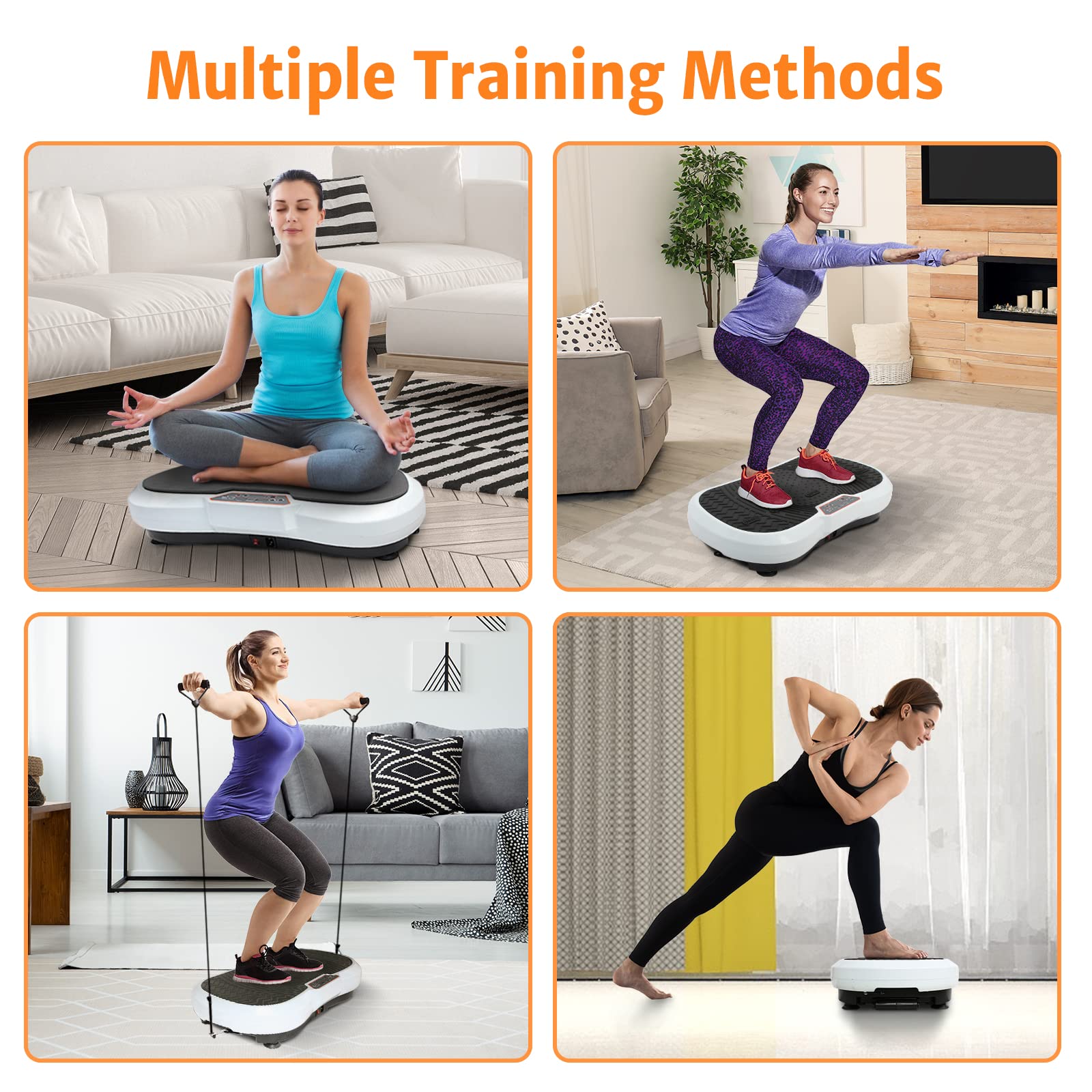 Leogreen Vibration Plate Exercise Machine 180 Levels, Vibrating Fitness Platform with 2 Resistance Bands, Whole Body Exercise Equipment Workout Trainer for Home Office, Maximum Weight 330lbs