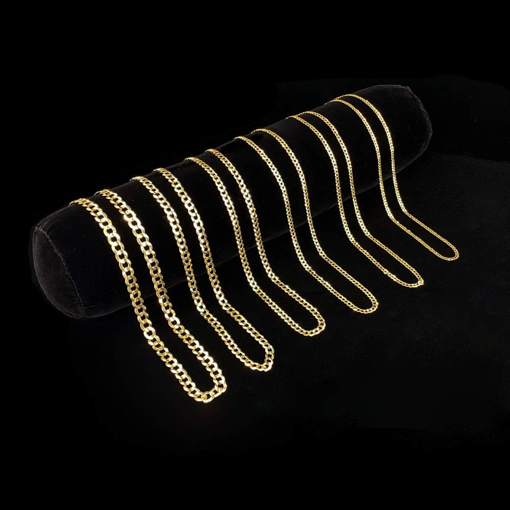 JOULE SHOP 14K Solid Yellow Gold 3mm Cuban Curb Link Chain Necklace, 16-30" (24 in)