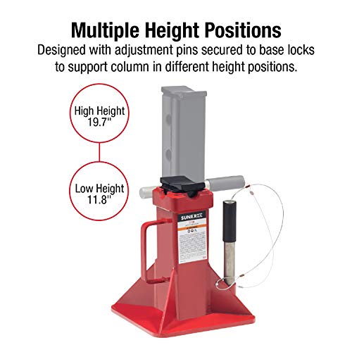 SUNEX TOOLS 1522A 22-Ton Jack Stands, Pair,Red