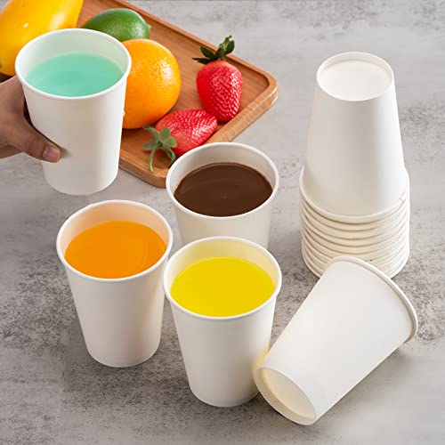 RACETOP Paper Coffee Cups 12 oz [100 pack], Paper Coffee Cups, Disposable Coffee Cups, Ideal for Beverage| Coffee (white, 12oz)