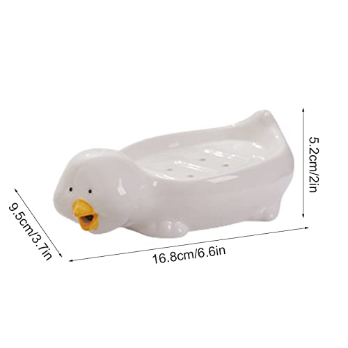 LUZLED Multifunctional Soap Dish Self Draining Soap Holder Saver Cute Pet Shape Soap Rack for Shower Bathroom Tub Kitchen Sink Ceramic Tray Holder for Bathroom Camping Gym(Chick)
