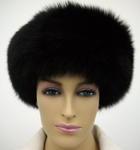 Hima 100% Real Fox Fur (Black) Headband Collar Neck Warmer Made in US