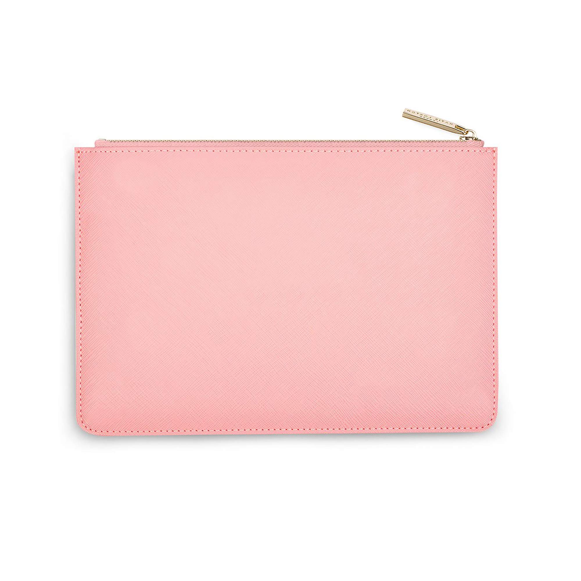 KATIE LOXTON Gold Print Live Love Sparkle Womens Medium Vegan Leather Clutch Perfect Pouch Pink Hearts